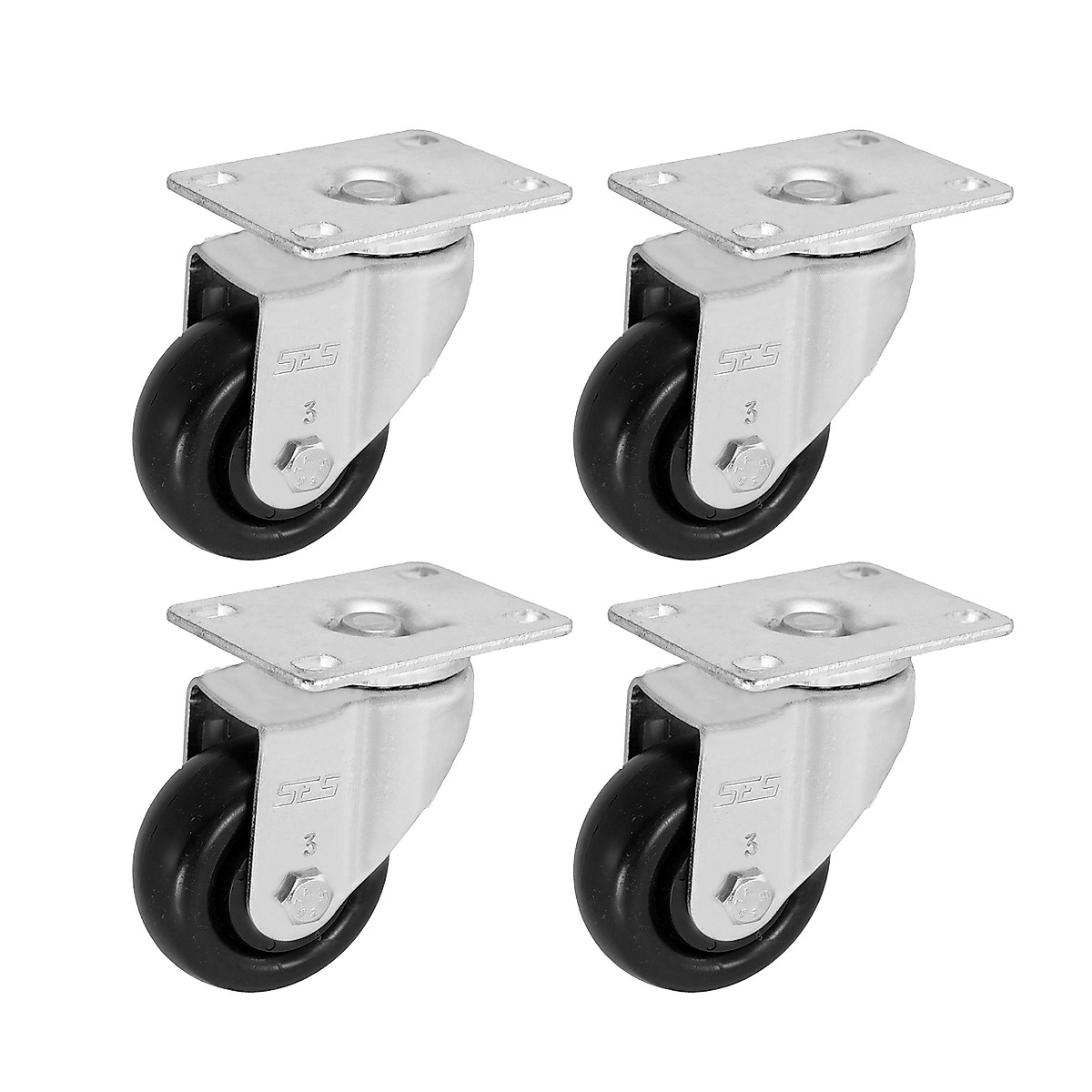 Caster set of 4 | 3" Caster Replacement for Rubbermaid Universal Drum Dolly Part 2650-L1