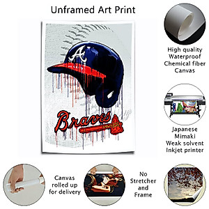Atlanta City Baseball Poster Print Canvas Wall Art Decor for Living Room Large Picture Wall Art to Fans NOUCAN (12x18inch-Unframe,A)