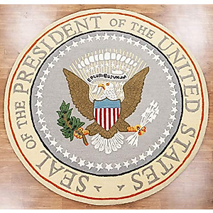 Eagle USA Pluribus Unum Seal of The President United States of America Handmade Tufted 100%Woolen Round Area Rugs & Carpet (8'x8' Round)