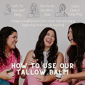 Handmade Tallow Face Moisturizer- 100% Grass Fed Beef Tallow for Skin Care- Handmade Whipped Frankincense and Tallow Balm- Sensitive & Dry Skin, Eczema, Psoriasis- 2 FL. oz. (Frankincense Face)