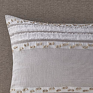 INK+IVY 100% Cotton Comforter Set Trendy Stripe Textured Design, Modern Down Alternative, All Season Cozy Bedding with Matching Shams, King/Cal King, Taupe Jacquard Stripes