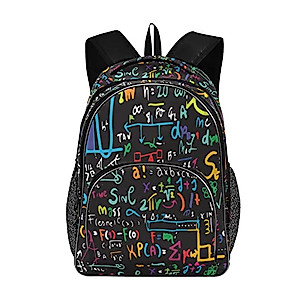 ZENWAWA Math Science Kids Backpack Large Capacity Student School Backpack Purse with Multiple Pockets Laptop Compartment Reflective Strip 12.6×6.7×17.7 inch