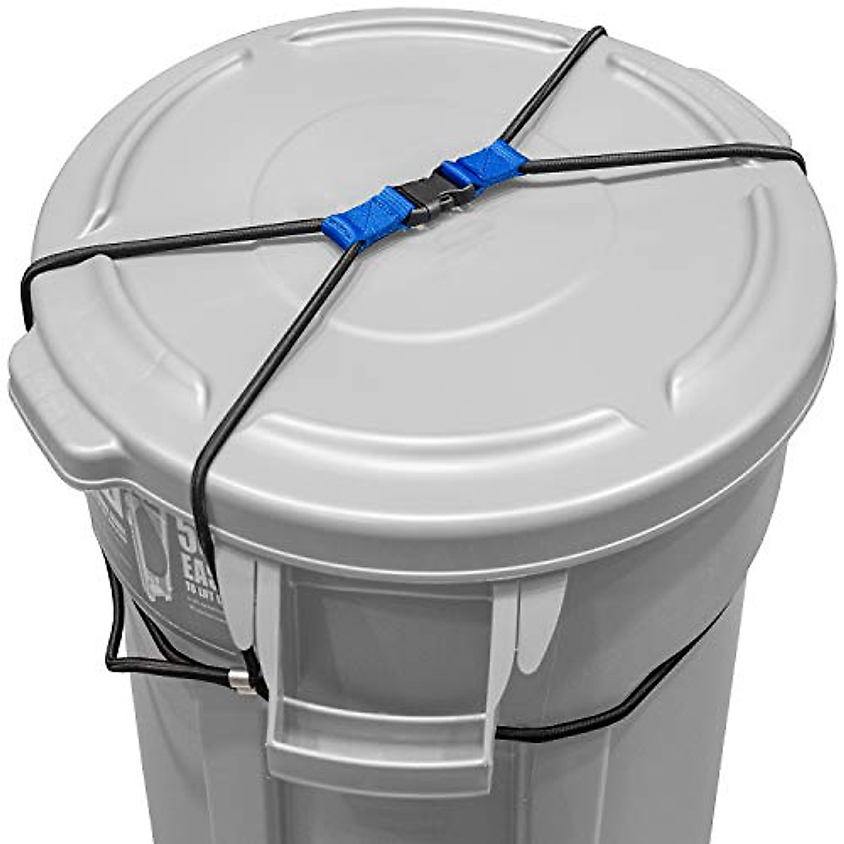 Encased Trash Can Lock for Animals/Raccoons, Bungee Cord Heavy Duty Large Outdoor Garbage Lid Lock (Trash Can NOT Included)