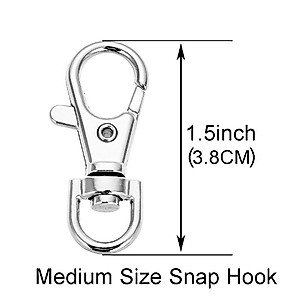 5 Set Key Chain Key Rings Metal Swivel Clasps Snap-On Keychain Ring Hook Spring Clip Snap Hook Lobster Clasp for Keys, Lanyards Jewelry Findings, Round Edged