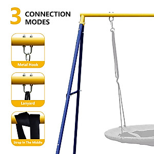 Hishine 43" Saucer Swing Set und Swing Stand for Porch Outdoor Heavy Duty Swing Frame, Full Steel Metal Frame with 4 Ground Pegs, 71" Height Holds Up to 550lbs