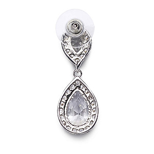 SWEETV Teardrop Dangle Earrings for Brides,Cubic Zirconia Drop Earrings for Women - Prom,Pagegant,Wedding Jewelry, Clear