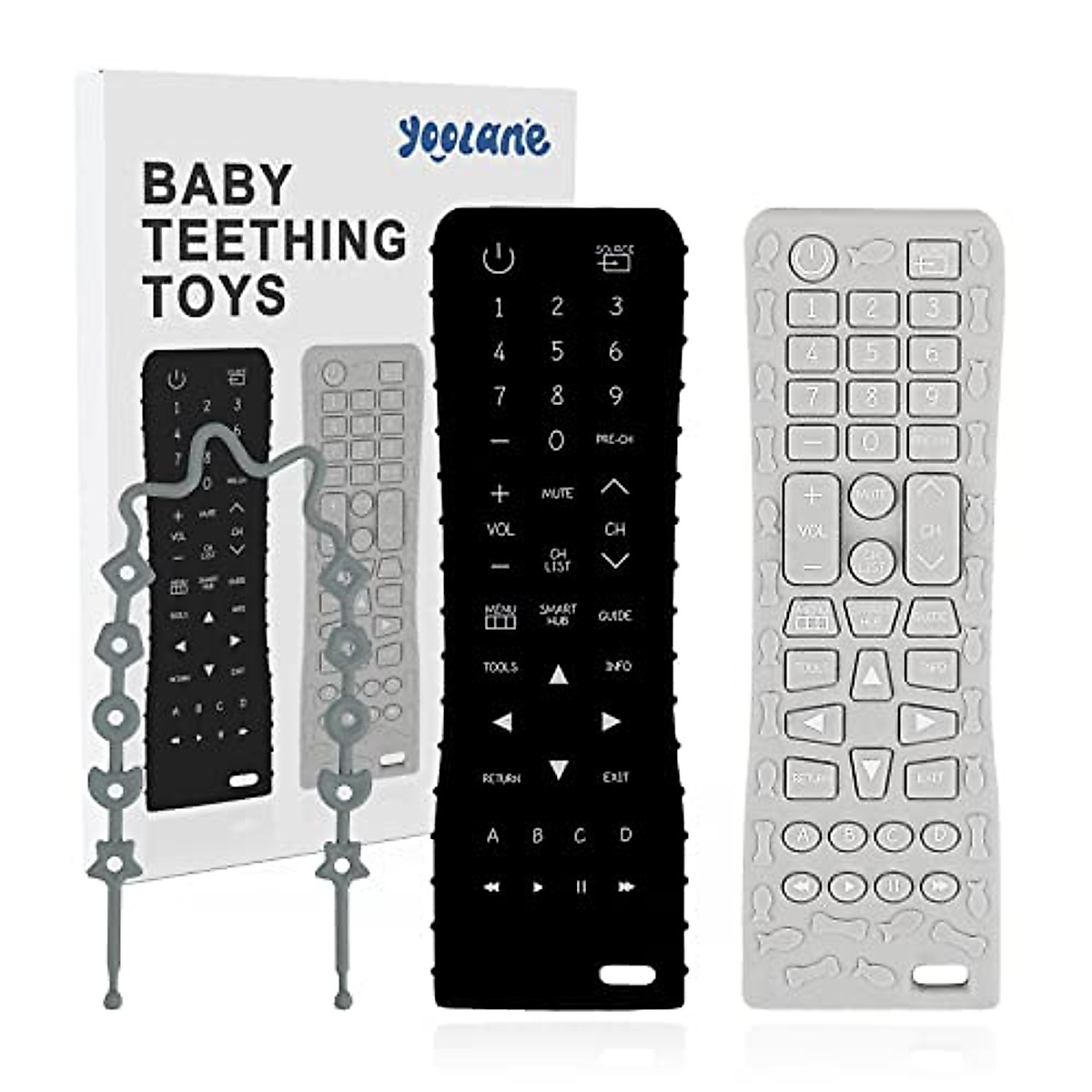 Yoolane Baby Teething Toys 2 Piece Teethers for Babies 3-24 Months Remote Control Silicone Teether for Toddler Infant Boys and Girls Freezer BPA Free Chew Toy Soothe Babies Teething Relief Sore Gums