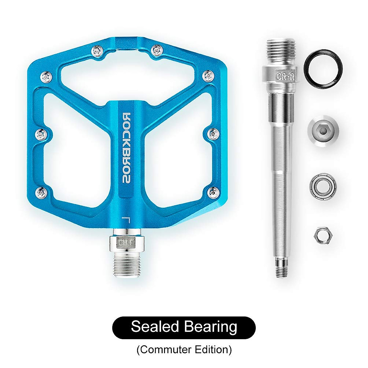 ROCKBROS Mountain Bike Pedals MTB Pedals Bicycle Flat Pedals Aluminum 9/16" Sealed Bearing Lightweight Platform for Road Mountain BMX MTB Bike