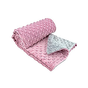 Minky Baby Blanket for Girls Large Size 43" x 60" Baby Minky Blanket Fleece Plush Baby Blanket Super Soft Double Layer Minky Dot Baby Blanket (Pink Gray