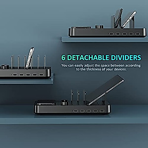 8 in 1 Wireless Charging Station for Multiple Devices, Charging Dock with AirPods iWatch Stand, 10W Wireless Charger and 9 Short Mixed Cables for iPhone/iPad/Android/Tablets-Blcak