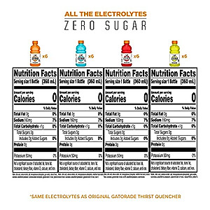 Gatorade Zero Sugar Thirst Quencher, 4 Flavor Classic Variety Pack, 12 Fl Oz, Pack of 24