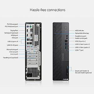 ASUS ExpertCenter D700SD Small Form Factor Desktop PC, Intel Core i5-12400, 16GB DDR4 RAM, 512GB PCIe SSD, TPM, Windows 11 Pro, Black, D700SD-XH504