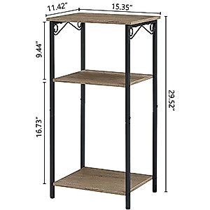 Hoctieon 3 Tier Tall End Table, Slim Night Table, Narrow Side Table with Storage, Tall Nightstand for Small Spaces, for Living Room, Bedroom, Sofa Couch, Hallway, Easy Assembly, Light Brown
