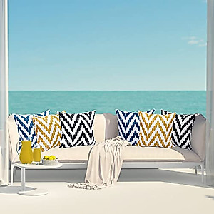 JYVNCZ Fall Outdoor Pillows Covers 18x18 Inch Set of 2 Decorative Waterproof Cushion Lumbar Throw Pillow Covers for Patio Furniture Couch (Yellow)