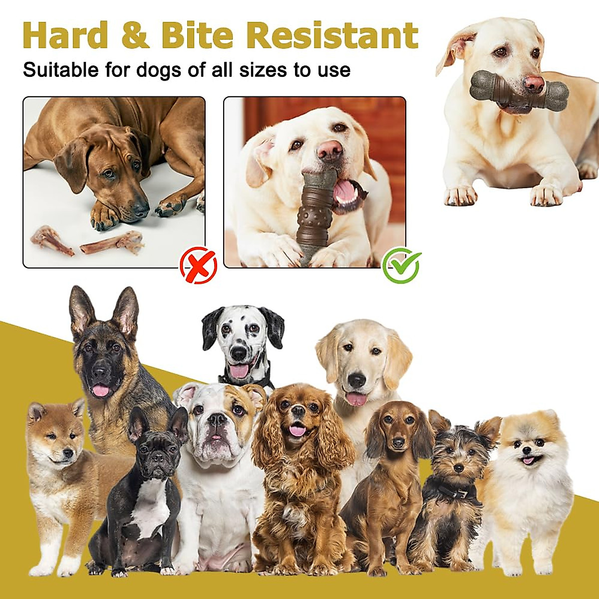 MiOYOOW Dog Chew Toys, Bone Shape Puppy Teeth Cleaning Toys Dog Training Toys for Small Medium Large Dogs Teeth Dental Oral Care