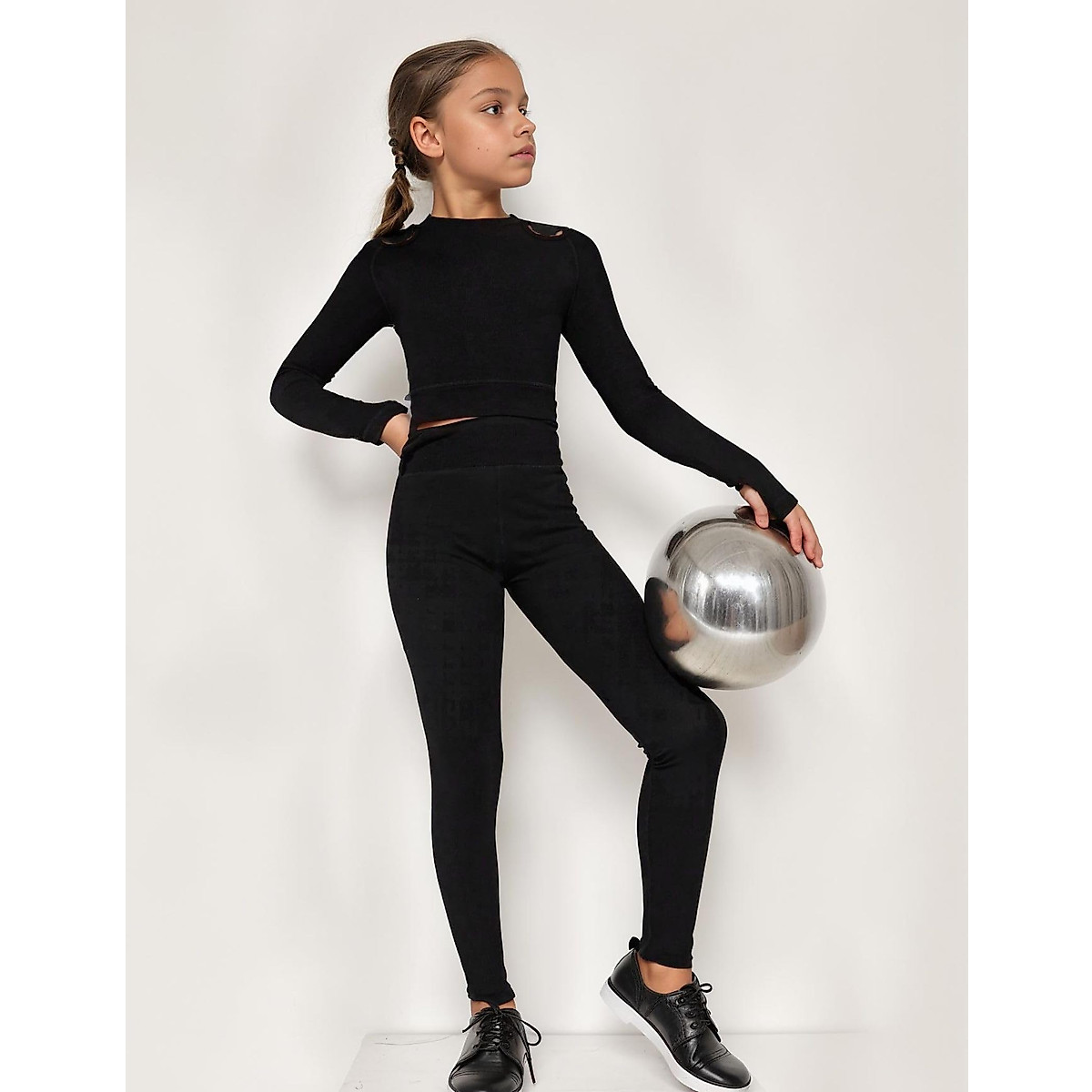 Zaclotre Girls Athletic Leggings Kids High Waist Yoga Pants Tennis Runnig Workout Performnace Dance Legging Pants Black