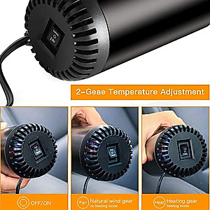 WASAIQI 12V 150W Portable Car Heater and Defroster, Car Windshield Defogger and Defroster, Car Heater That Plugs into Cigarette Lighter, 2 In1 Fast Heating & Cooling Fan for All Cars (Brown)