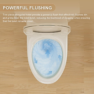 Simple Project 16inch Two-piece Elongated Toilet Single Flush 1.28gpf Toilet With Comfortable Soft Close Seat, Toilets For Bathrooms Comfort Height Elongated - White