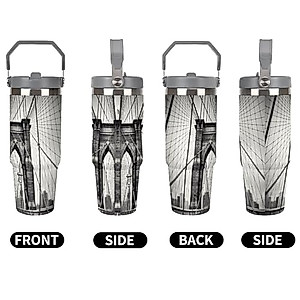 SYJTGDE Large Capacity Car Cup Brooklyn Bridge Fashionable Upgrade Car Cup Advanced And Beautiful Travel Cup