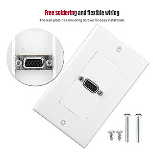 DAUERHAFT Wall Mount VGA Head Flexible Wiring Easy Installation ABS Socket Panel for Engineering Wiring