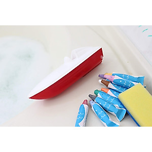 Kitpas English Label Bathtub Crayons 10 Colors with Sponge, For Kids Ages 3+, Bright Colors, Erasable with a Wet Sponge