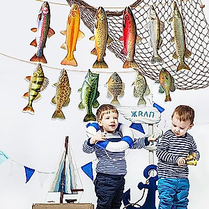 Ushinemi Fishing Birthday Decorations, Gone Fishing Party Supplies Sunfish Trout Bass Fishing Banner for Adults and Kids