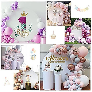 Outpain 7.2FT White Round Backdrop Cover Wrinkle Resistant White Circle Background Round Photography Backdrop for Wedding, Birthday, Baby Shower Decorations