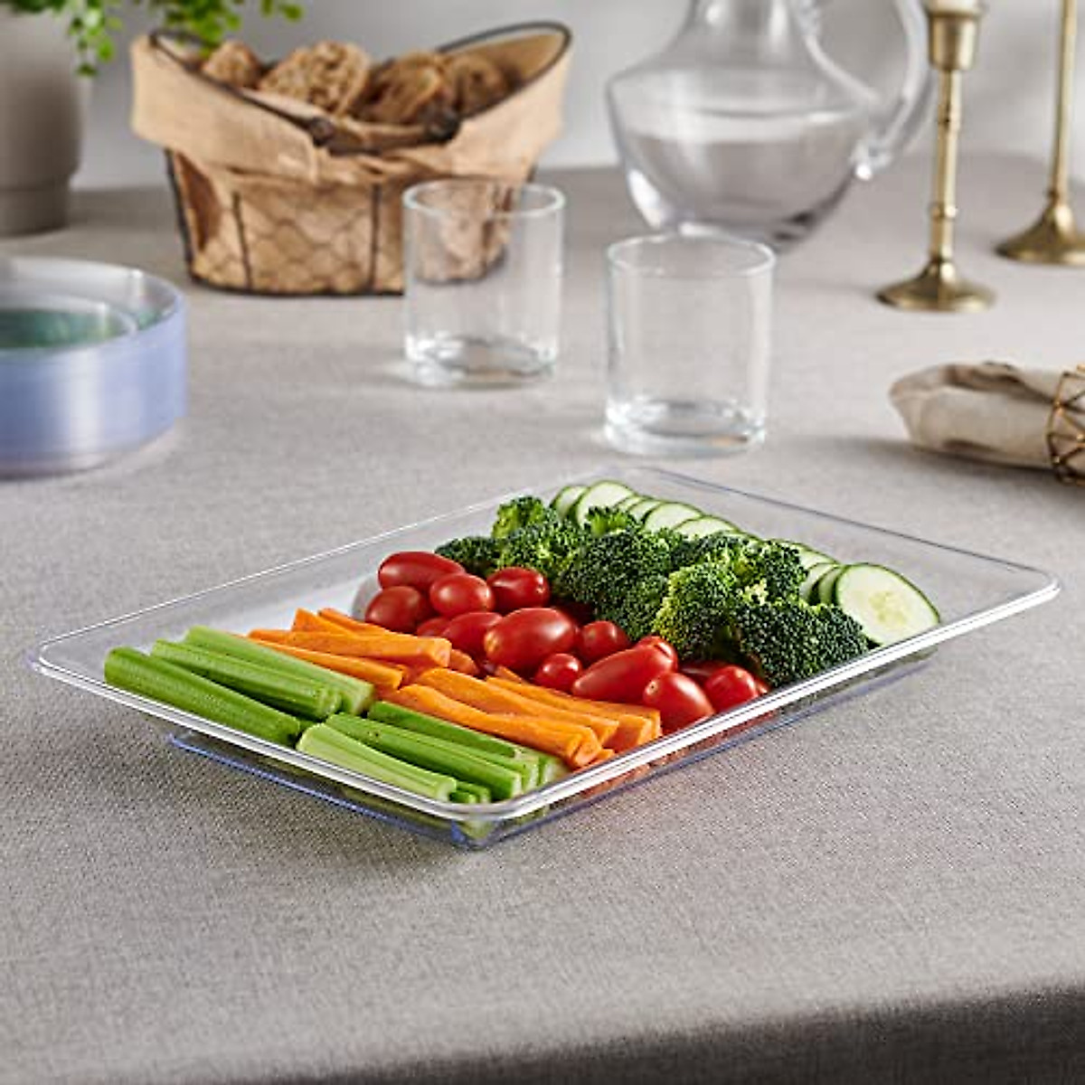 Plasticpro Plastic Serving Trays - Serving Platters Rectangle 10 X 14 Disposable Party Dish Crystal Clear Pack of 4