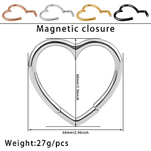 Atomhole 2PCS Ear Weights Hypoallergenic Heart Ear Hangers for Stretched Ear Gauges Plugs，316 Stainless Steel Body Jewelry Piercing Tunnel Expander (6mm(2G), Black)