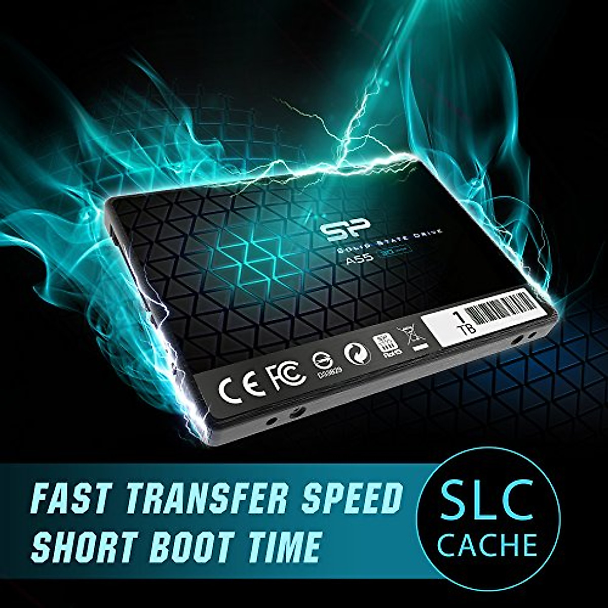 Silicon Power SSD 1TB 3D NAND A55 SLC Cache Performance Boost 2.5 inch SATA III 7mm (0.28") Internal Solid State Drive