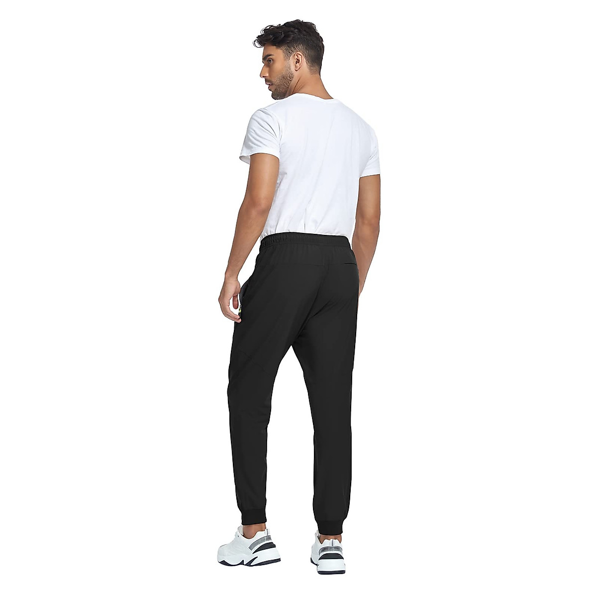 GAXIDES Mens Joggers with Pockets Elastic Waist Lightweight Athletic Workout Track Pants Jogging Sweatpants for Men Gym Running Hiking Travel Black 2XL/28