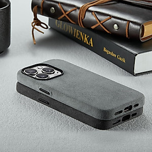 TYXDKJ Alcantara Case for iPhone 13 Pro,Handmade Fully-Wrapped Synthetic Suede Cover, Compatible with MagSafe Wireless Charging(Black)