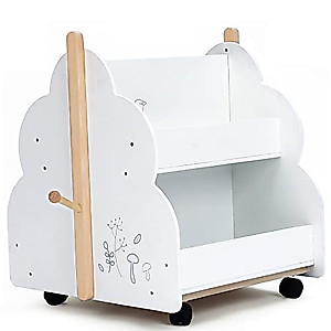 labebe Baby Wooden Bookshelf, Kids Bookshelf with Wheels for 36M+, Book Rack Wood/Kid Bookcase/Children Bookshelf/Toddler Book case/Children Books Display Self/Infant Book Toy Storage White