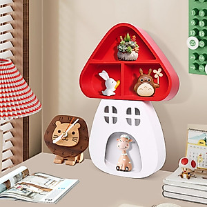 Lenkyin Floating Mushroom Shelf Cute Mushroom Wall Decor Cottagecore Shelf for Wall Fairy Core Cottage Core Room Decor for Nursery