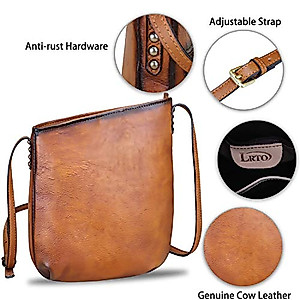 Genuine Leather Crossbody Bags for Women Retro Satchel Purse Handmade Small Designer Cute Shoulder Bag (Brown)