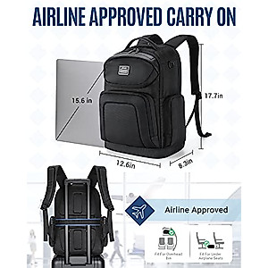 LIGHT FLIGHT Travel Laptop Backpack for Men Women,Water Resistant College Bag,Carry on Backpack Flight Approved,Work Bookpack Fits 15.6 Inch Laptop,Lightweight Hiking Bag,Black