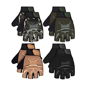 SATINIOR 4 Pairs Kids Cycling Gloves Half Finger Bike Gloves Non-Slip Mitten Sport Gloves for Boys and Girls