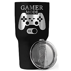 Gaming Mugs for Men - Gamer Mode ON - 30oz Stainless Steel Tumbler with Lid and Silicone Straw | Funny Gifts For Gamers Idea Gamer Cup - Video Gamer Mug Boys - Nerd Gifts