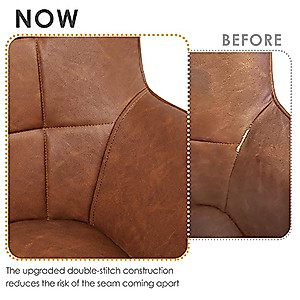 Topeakmart PU Leather Accent Chair, Modern Armchair with Tufted High Back, Oversized Vanity Chair Reading Chair for Living Room/Bedroom, Brown