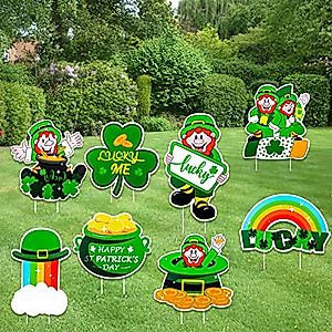 Qpout 8PCS St. Patrick's Day Yard Signs, Yard Signs with Stakes Irish Outdoor Sign Decorations Suitable for Irish St. Patrick's Holiday Party Outdoor Lawn Decorations Lawn Yard Irish Decorations