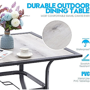 VICLLAX Outdoor Patio Metal Dining Table with Umbrella Hole- Outdoor Patio Garden Furniture (4 Seats, Grey)