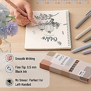 Mr. Pen- Retractable Gel Pens, 6 Pack, Morandi Barrels, Black Gel Pens, Fast Dry, Gel Pens Fine Point 0.5mm, Cute Pens, Gel Ink Pens, Black Pens, Aesthetic Pens for Journaling