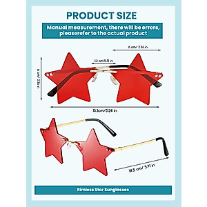 Dunzy 15 Pairs Rimless Star Shape Sunglasses Transparent Sun Glasses Star Sunglasses Pentagram Y2k Glasses Colored Sunglasses Cute Party Eyewear for Women Men