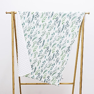 Crib Sheet and Baby Blanket, Green Leaf