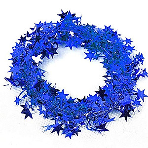 Neo LOONS 25 Ft Star Garland Tinsel Star Brace Wire Garland for Christmas Tree Decor Ornaments Party Accessory Decorations, 3 Pack (Blue)