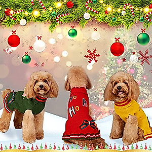 DK177 Dog Sweater Dress Dog Sweaters Turtleneck Dog Apparel with Bowtie, Christmas Sweater Pet Clothes Holiday Puppy Cat Costume New Year Gift for Small Or Medium Large Dogs (Red)