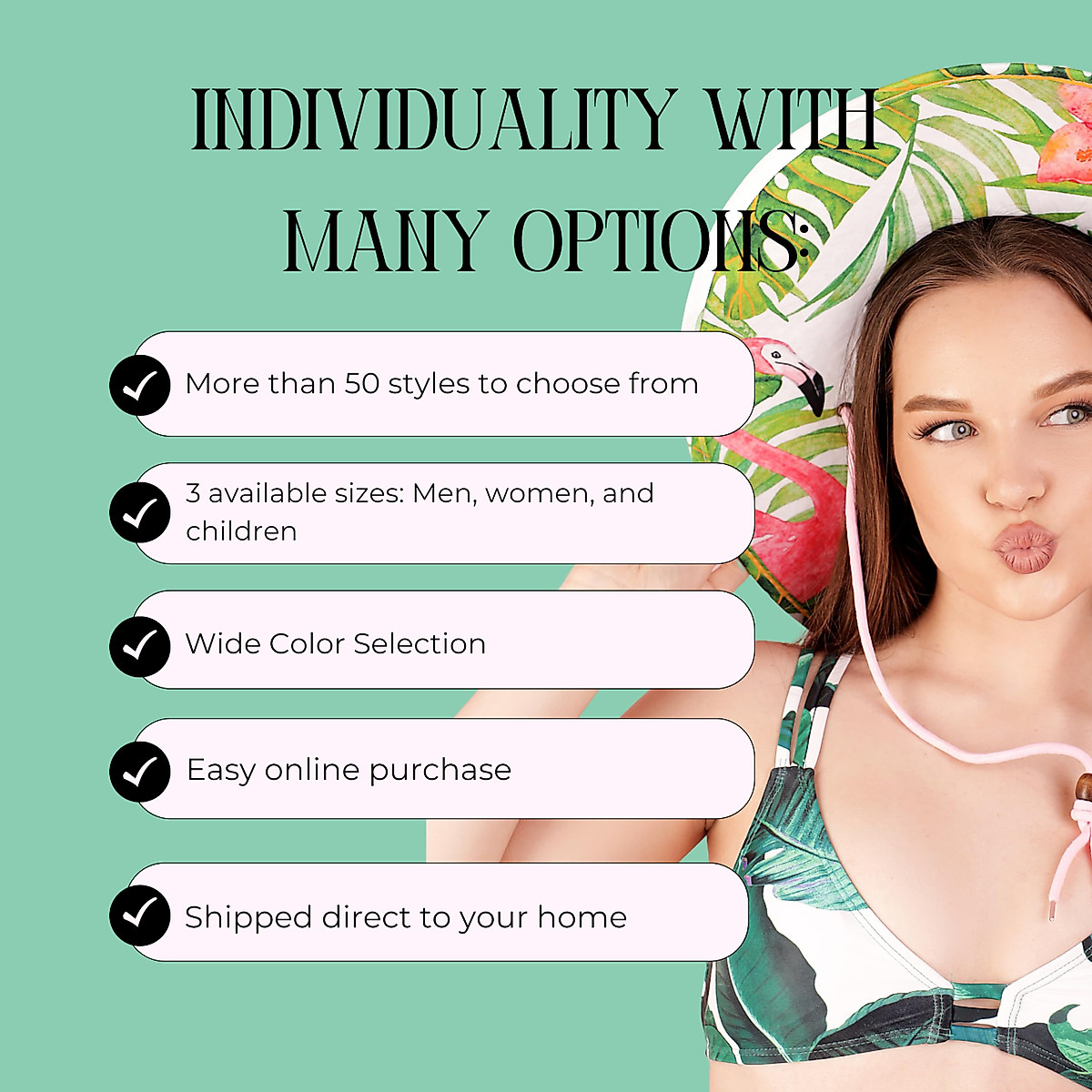 Woman's Sun Hat Straw Hat with Fabric Print Lifeguard Hat Great for Beach Ocean, Cruise, and Outdoor, Malabar Hat Co. (Flamingo Hat)