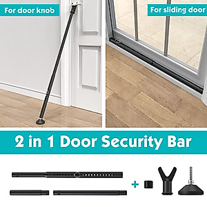 Door Security Bar & Sliding Patio Door Security Bar, 19 to 52 Inch Adjustable Door/Window/Sliding Door Security Bar from Inside, Heavy Duty Door Stopper for Apartment, Home Security, 2Pack