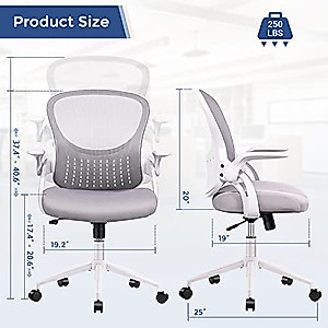 ZUNMOS Home Office Ergonomic Mesh Computer Desk High Back Swivel Task Executive Chair with Soft Armrests Padded Lumbar Support and Adjustable Rotatable Headrest, Grey