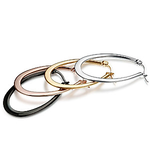 Jstyle 4 Pairs a Set Stainless Steel Teardrop Hoop Earrings for Women 35MM